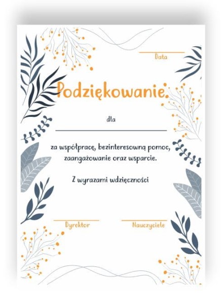 Dyplom Podziękowania - wzór 3 (A4) Ponpon. Toys
